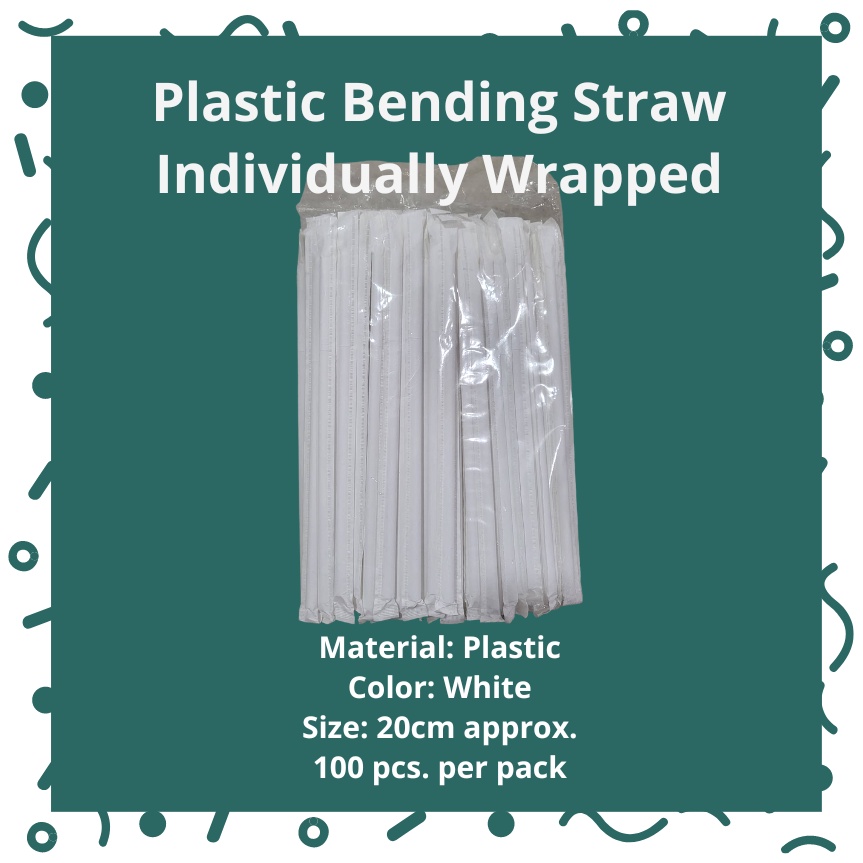 Bending Straw Individually Wrapped Plastic Disposable White 100 pcs ...