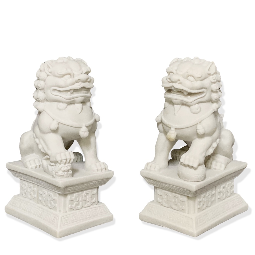 Pair of Fu Foo Dogs Guardian Lion Statues, Feng Shui Decor for Home ...