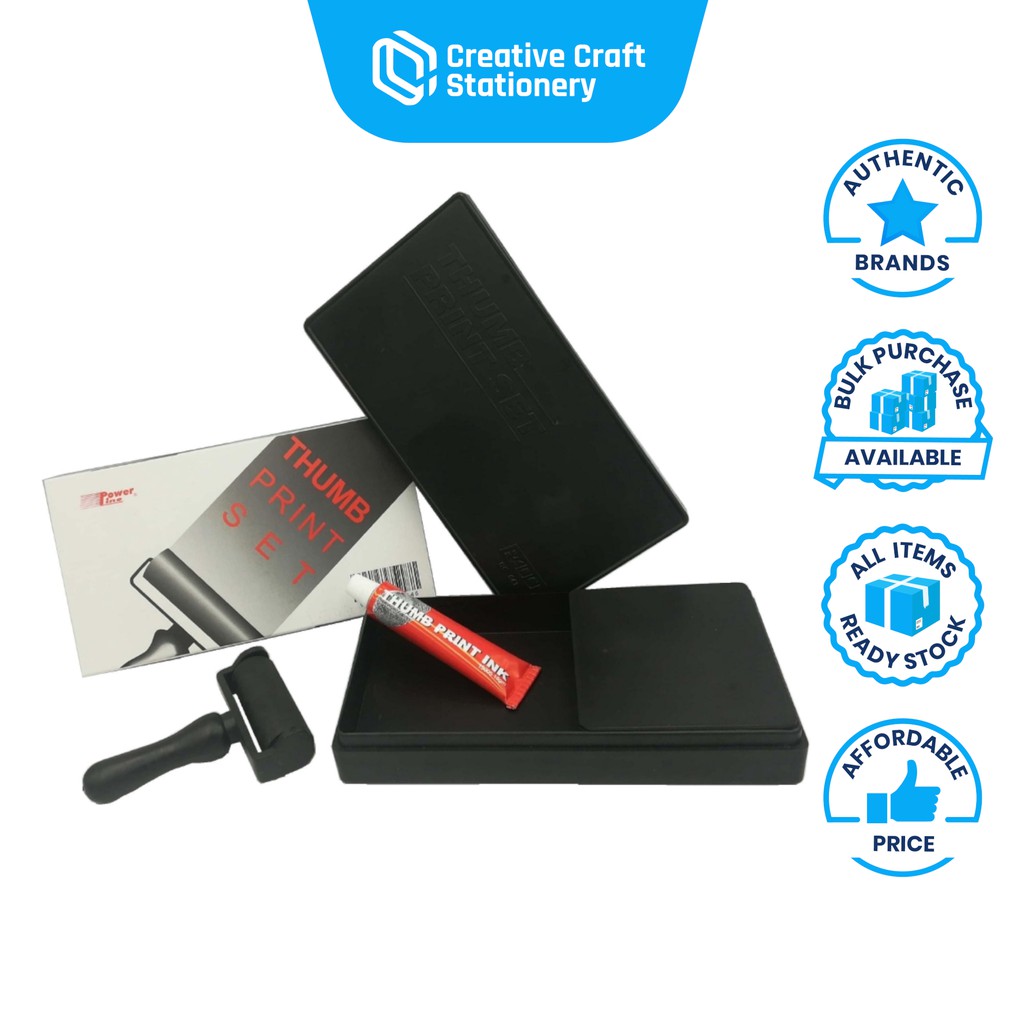 Thumb Finger Print Set Black Rubber Roller 1pc + Casing Pad 1pc + 18ml ...