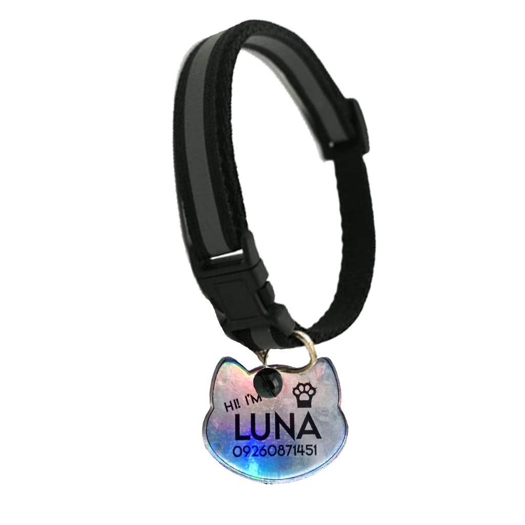 Cat Name Tag with Free Collar and Bell | Personalized Cat ID Tag for ...