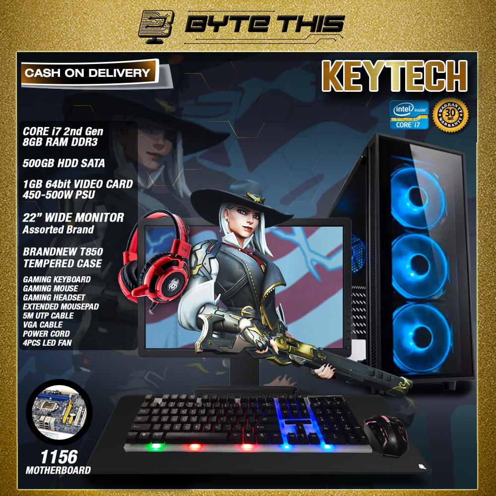 DESKTOP INTEL CORE i7 2ND GEN 8GB RAM 500GB HDD 22INCH ASSORTED KEYTECH ...