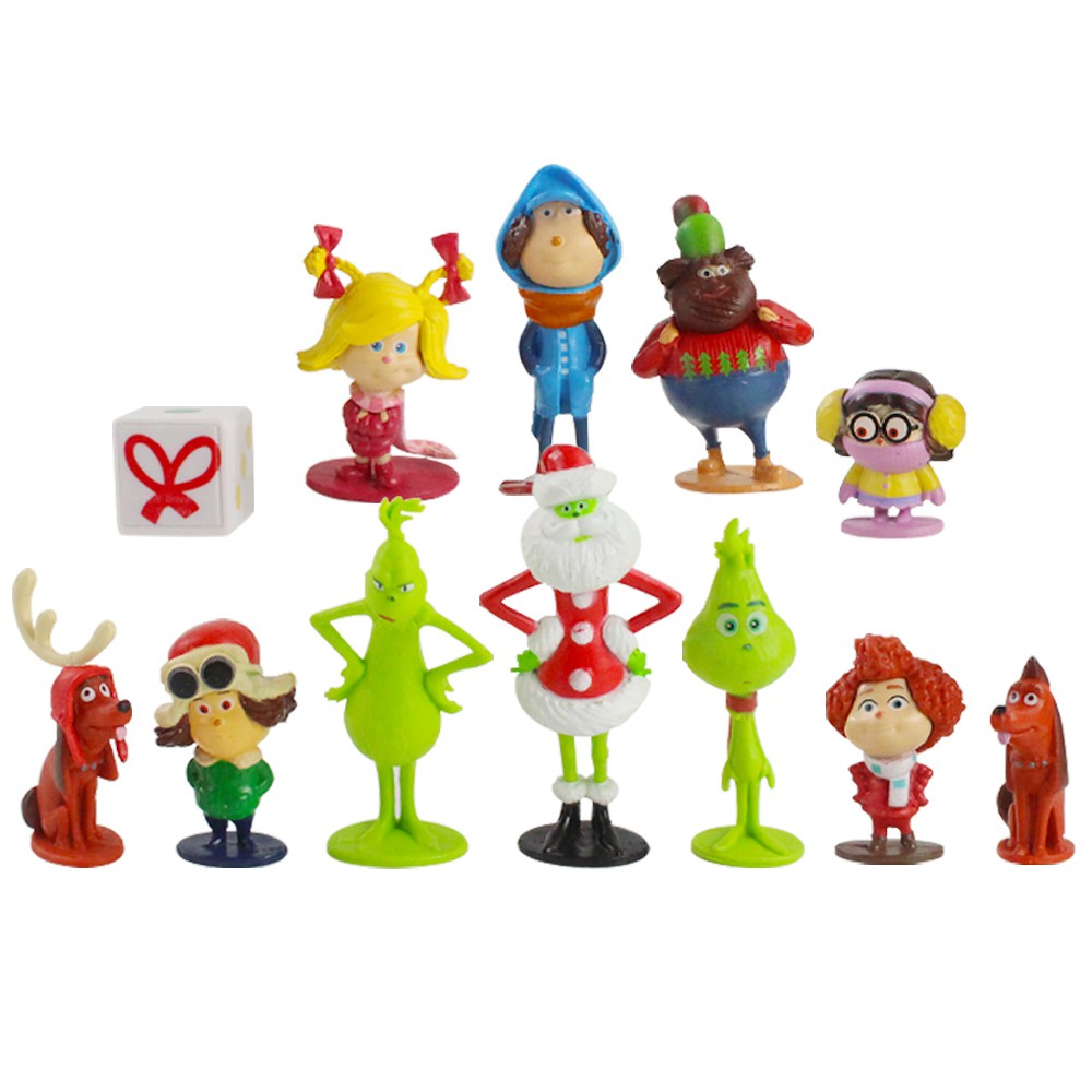 3-9cm 12Pcs/Lot Grinch Action Figure Toys Grinch Max Dog Cartoon PVC ...