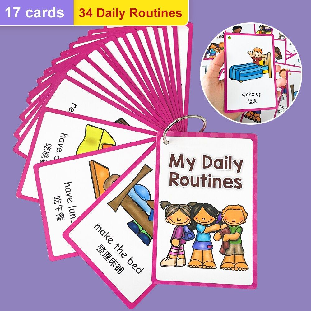 My Daily Routines Life My Emotion Flash Cards Preschool English Words ...