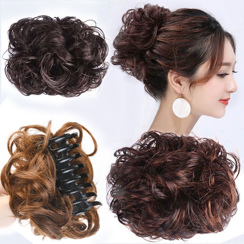 Women's Hair Buns Synthetic Curly Chignon Ombre Claw Hair Messy Buns ...