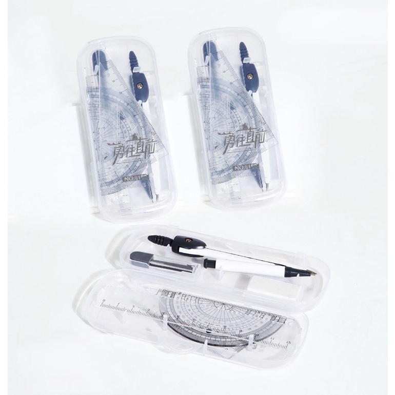 COMPASS WITH LEAD AND PROTRACTOR, RULER, AND TRIANGULAR RULER | Shopee ...