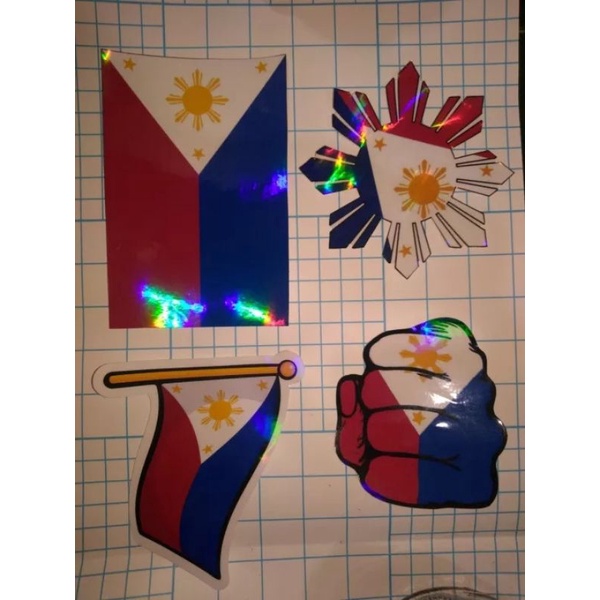 Philippines Flag Sticker Holographic Waterproof | Shopee Philippines