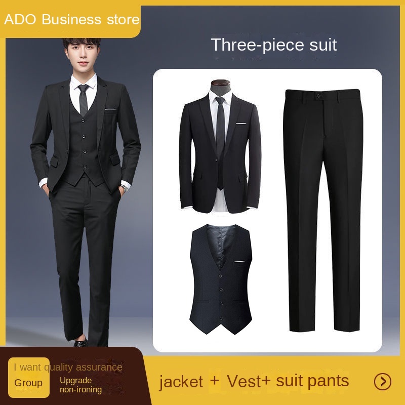 ADO Korean Style Men's Suit Set Slim Fit Suit Young Men's Casual Coat ...