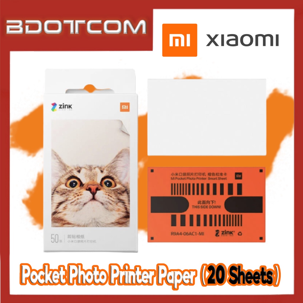 Xiaomi Self-Adhesive Pocket Photo Printer Paper (20 Sheets) | Shopee ...