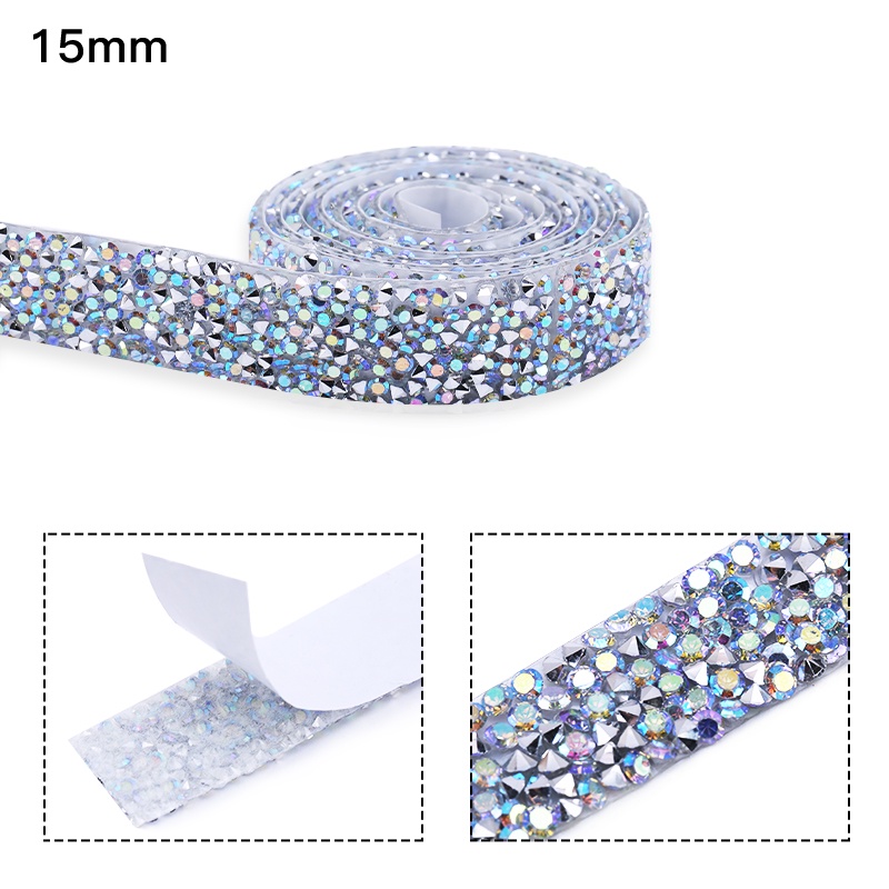 QIAO Self-adhesive Rhinestones Trim Glitter Crystal Tape Strass Ribbon ...