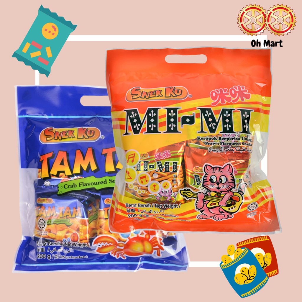 Snek Ku Flavoured Snacks Value Pack (Prawn/Crab) 8 x 25g | Shopee ...