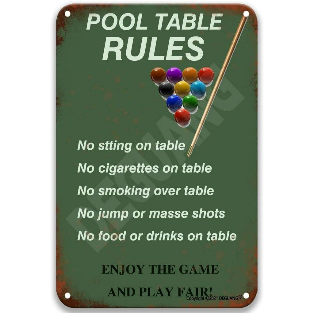 Pool Table Rules Tin Signs Metal Beach Vintage for Home Wall Country ...
