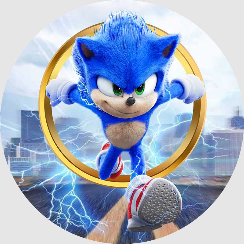 Round Design For Sonic Backdrop for Children Boys Blue Birthday ...