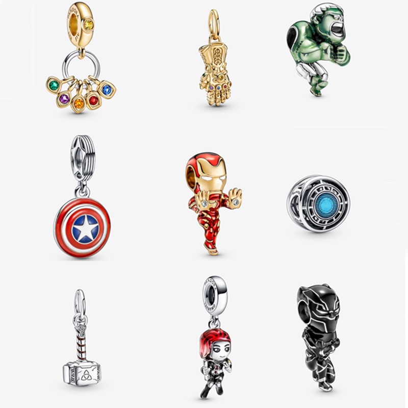 Luxury Charm Marvel Avengers Iron Man Pantera Negra Hulk Thor Hammer ...