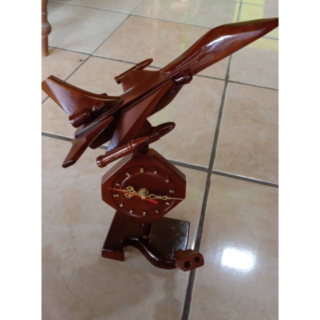 KAYU Airplane model Clock From Real Teak Wood | Shopee Philippines