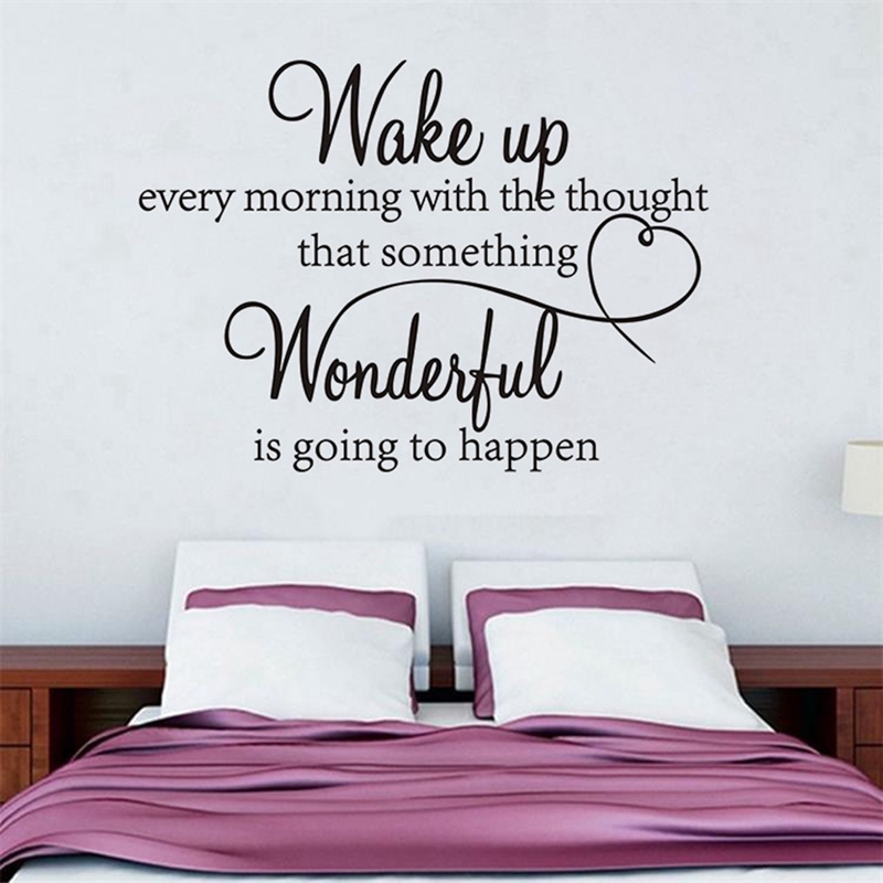 Wake up Wonderful Bedroom Quote Wall Stickers DIY Art Room Decor ...