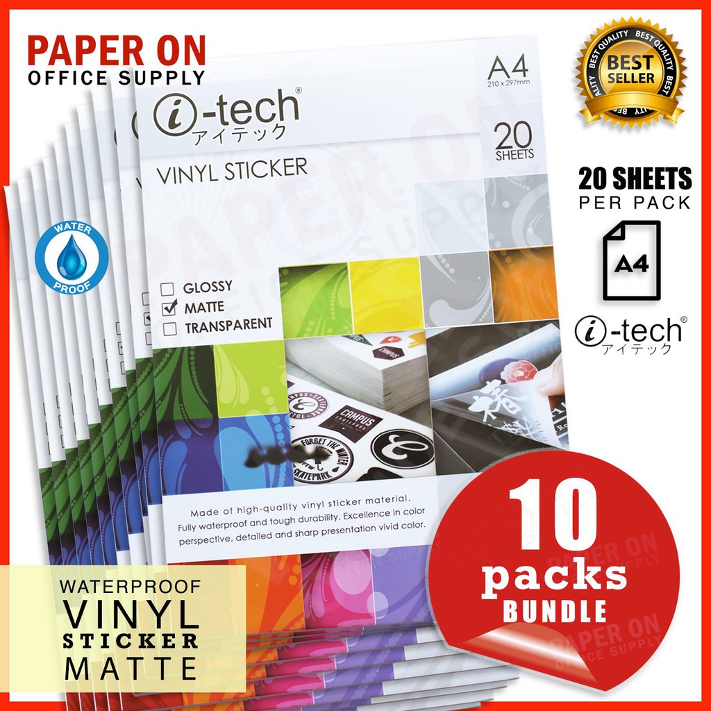 A4 itech Vinyl Sticker Waterproof MATTE 10packs | Shopee Philippines
