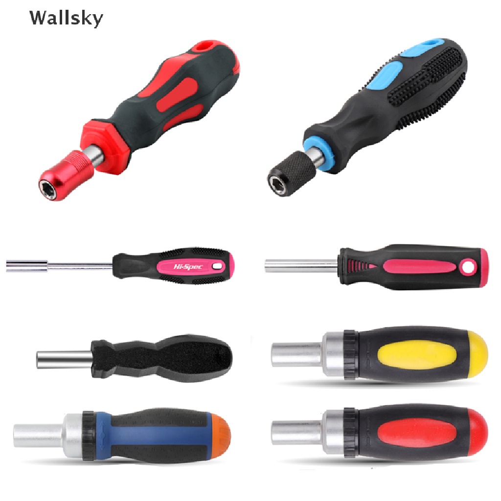 Wallsky> 1/4 (6.35mm) Ratchet Screwdriver Bit Holder Handle al Magnetic ...