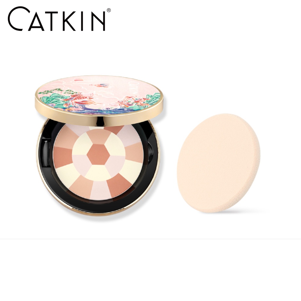 CATKIN Face Pressed Powder Foundation Compact Matte Conceal Color Correcting Pores Lightness ...