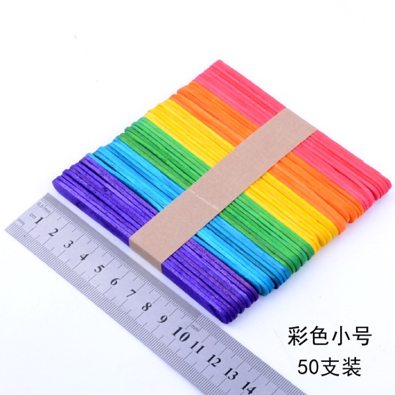 50pcs Wooden Popsicle Stick Ice Cream Stick Art and Crafts 11.5cm ...