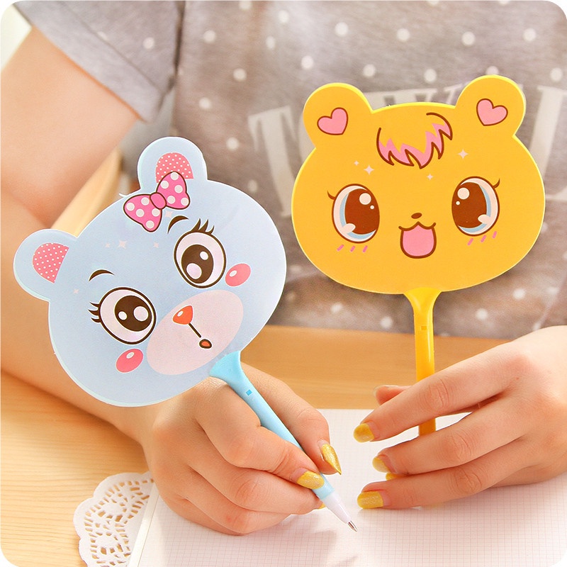 6PC Mini Portable Cartoon Fan Pen Hand Pressure Fan Page Manual ...