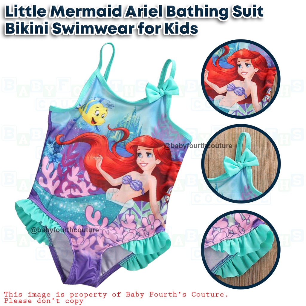 Little Mermaid Ariel Bathing Suit Bikini Swimwear For Kids | Shopee ...