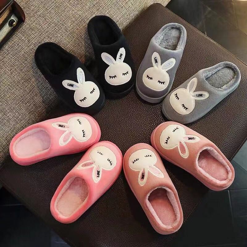 Couple Cute Rabbit Plush Slippers Non-Slip Fur Warm Home Indoor thick ...