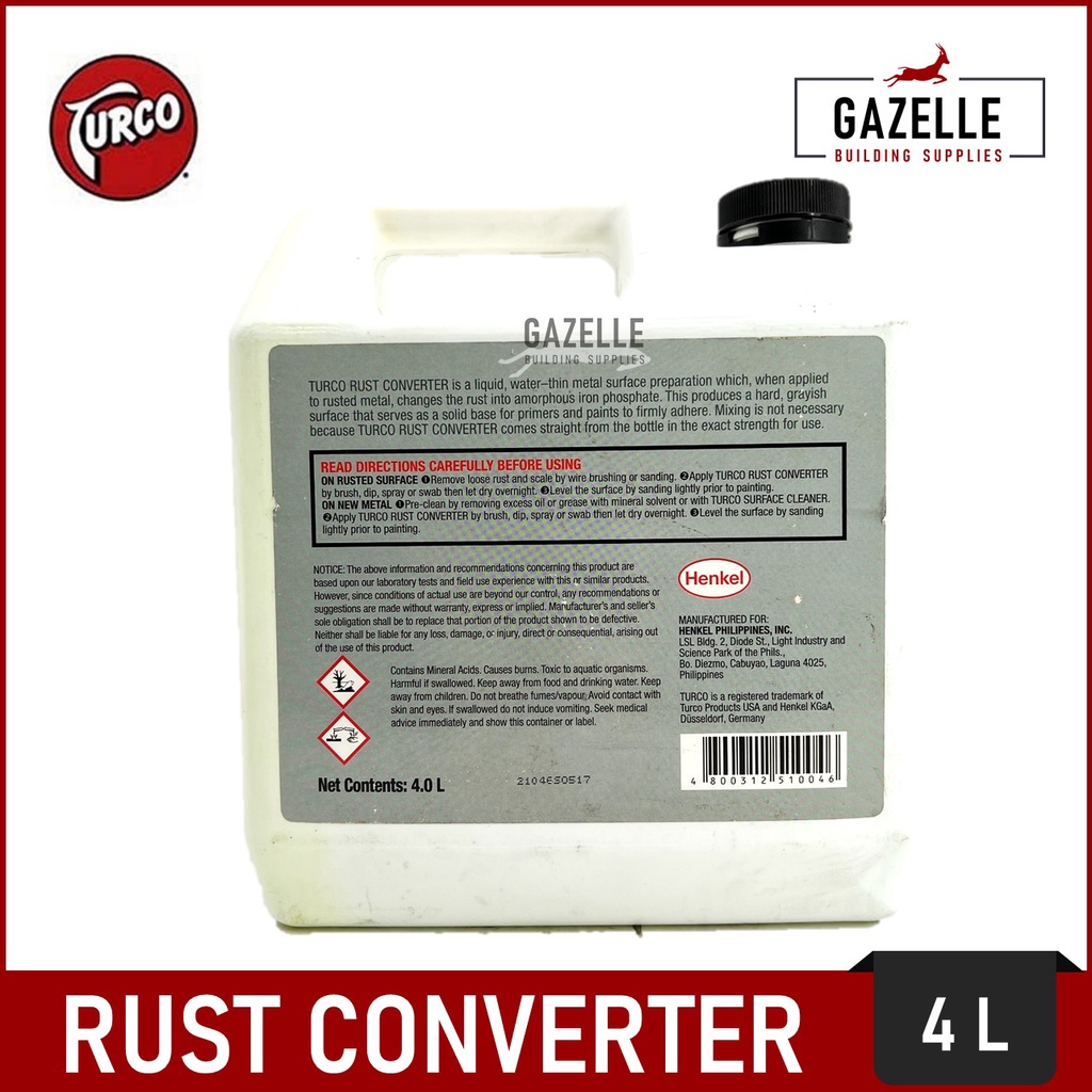 Henkel Turco Rust Converter Rust Remover - 4L | Shopee Philippines