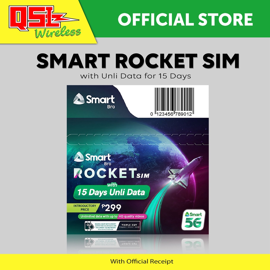 Smart Rocket Sim - w/ Unli Data for 15 Days | Shopee Philippines