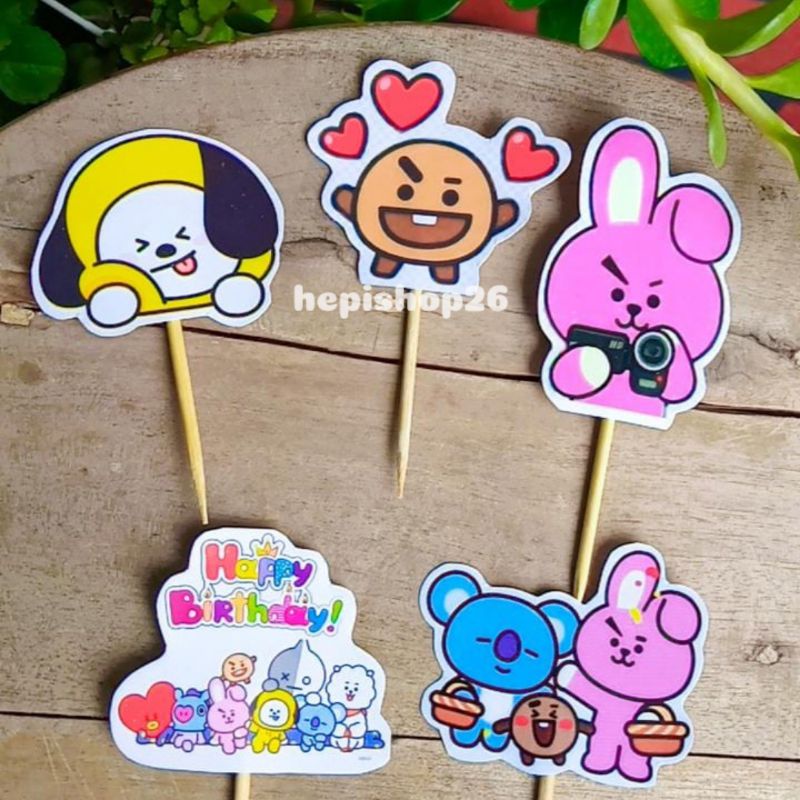 BTS BT21 Birthday Cake Topper | Cute BT21 character birthday cake ...