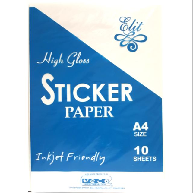 VECO HIGH GLOSS STICKER PAPER A4 - 100 sheets | Shopee Philippines