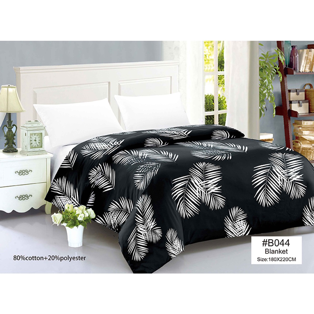 COD New Design Cotton Black Blanket Kumot King Size bed sheet (180cm ...