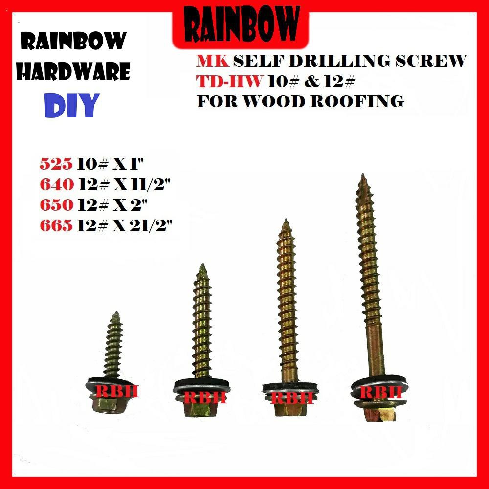 MK BRAND SELF DRILLING HEX HEAD WOOD ROOFING AWNING SCREW C/W RUBBER ...