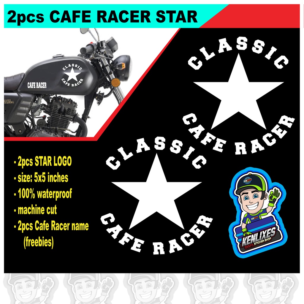 Classic Cafe Racer Star Logo for KEEWAY Tank Sticker (2pcs per order ...
