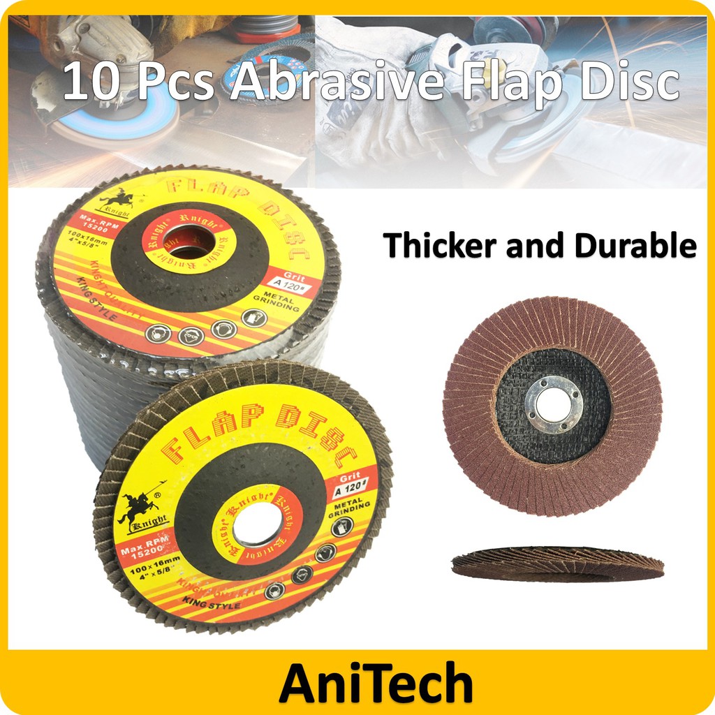 60 / 80 / 120 ANITECH ABRASIVE FLAP DISC GRIT Angle Grinder 4" 100mm ...