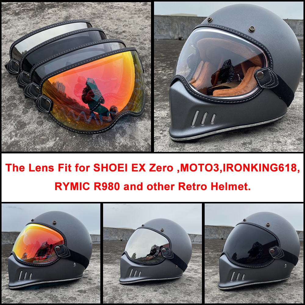 Retro Motorcycle Goggles Half Face Helmets Lens Glasses Motorcycle Helmet Bubble Visor Lens For ...
