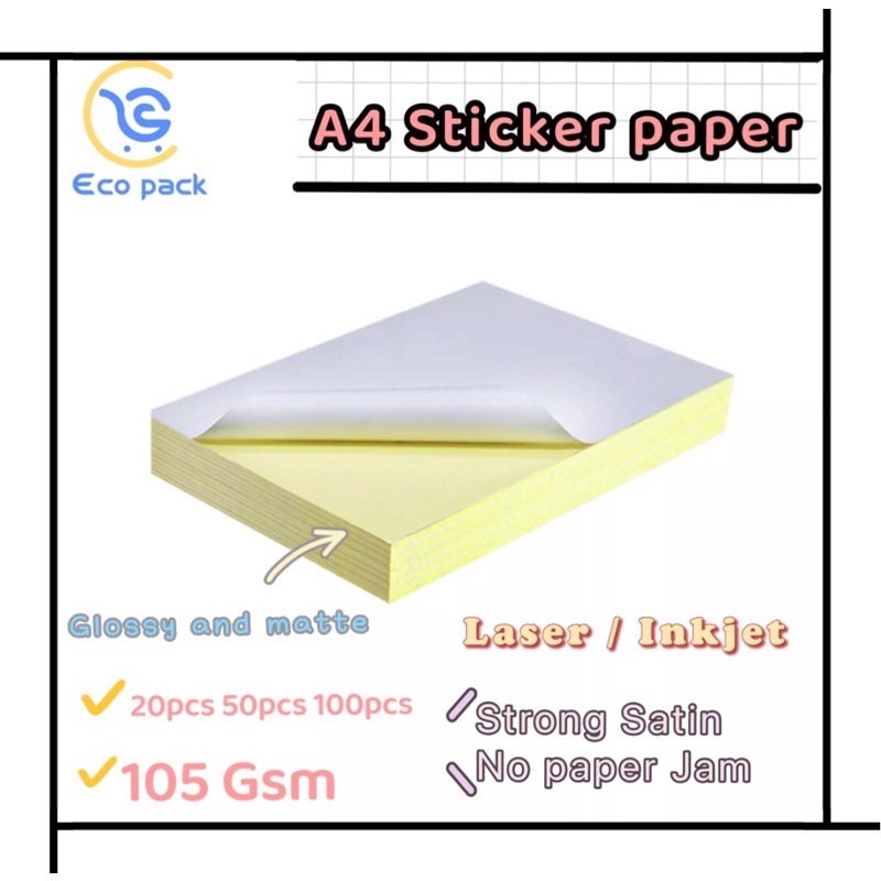 Printable Sticker Paper Glossy /Matte A4 Size 135G 105GSM k&e FOR ...