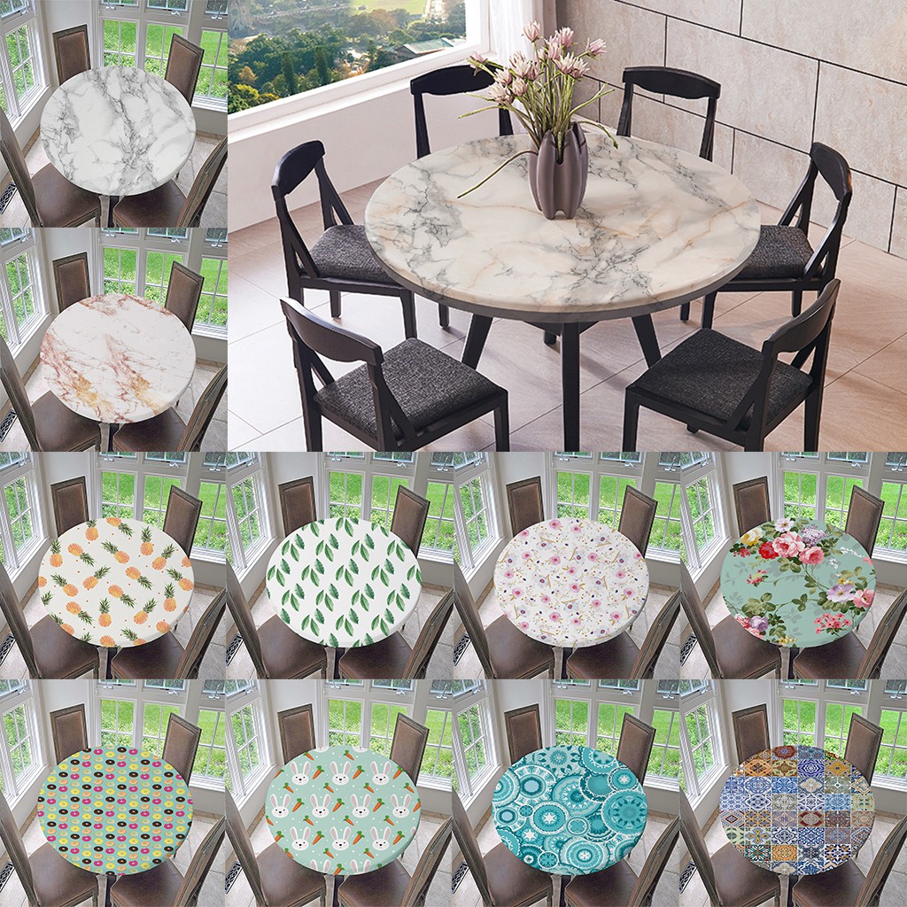 48 / 60 Inch Round Elastic Table Cover Waterproof Table Cloth For ...