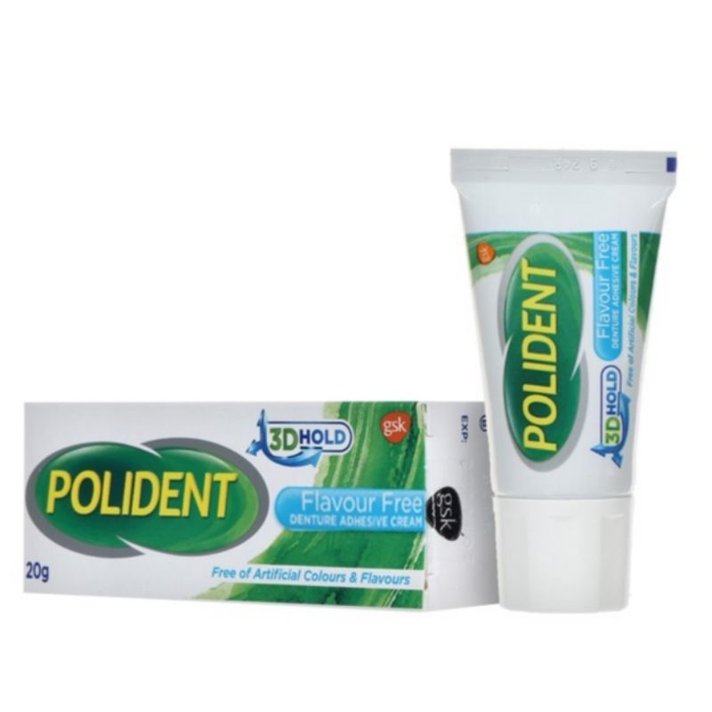 POLIDENT Denture (Pustiso) Glue Adhesive Cream 20g | FLAVOUR-FREE ...