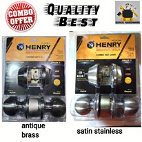 HENRY COMBO SET LOCK (ANTIQUE BRASS and SATIN STAINLESS) | Shopee ...