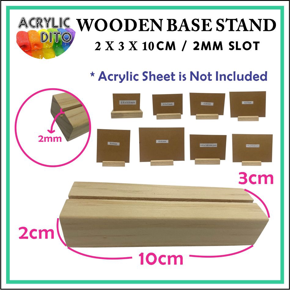 Wooden Base Stand / 2mm Clear Acrylic Wood Decor Standee Gift Office ...