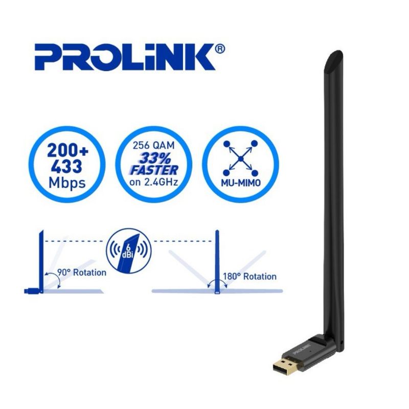 Prolink Wifi Dongle 2.4Ghz / 5Ghz Dual Band USB Adapter w/ or w/o Antenna AC650 DH 5102U 5103U ...