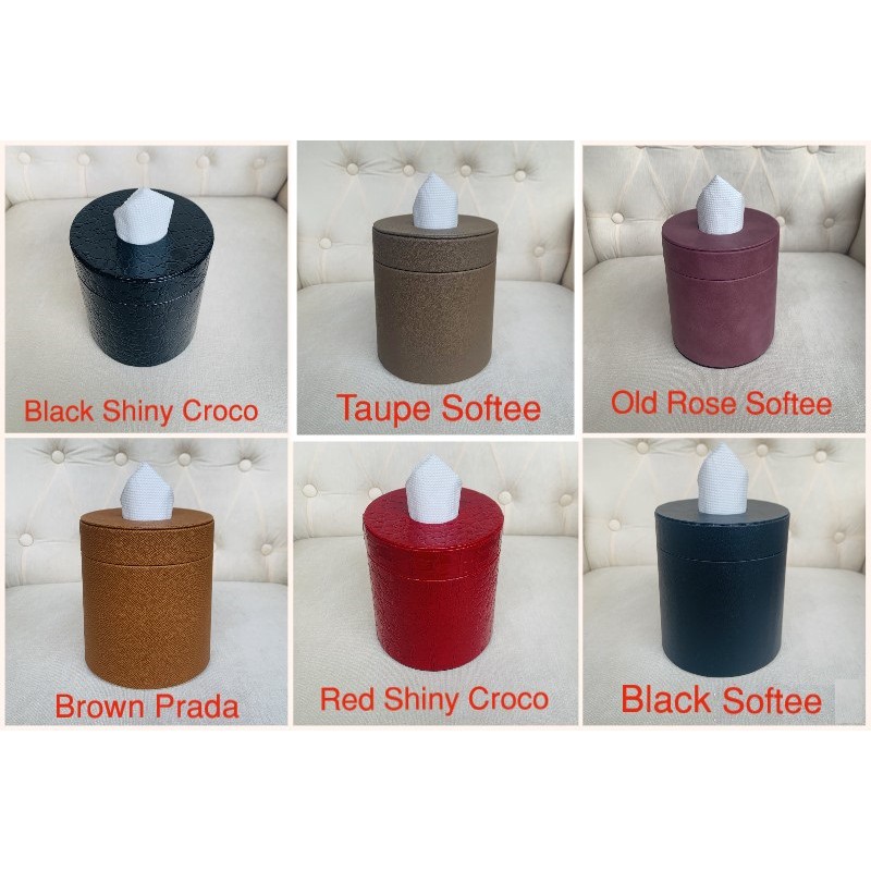 Round Tissue Roll Holder Box, Handmade, High Quality PU Leather ...