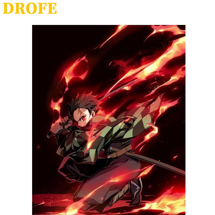 DROFE 40x50cm Demon Slayer Paint By Numbers Wall Art Handmade Painting ...