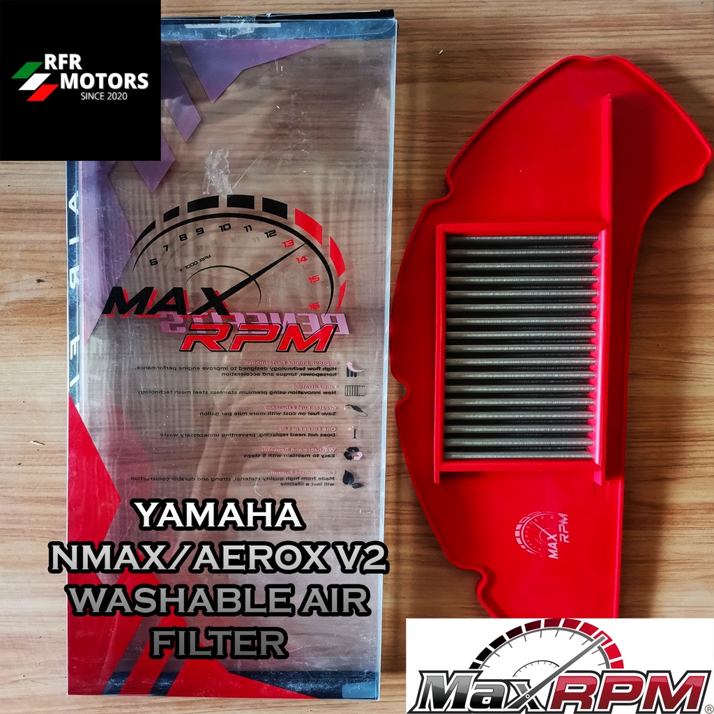 Max RPM Washable Air Filter V2 for Yamaha NMAX/ AEROX V2 | Shopee ...