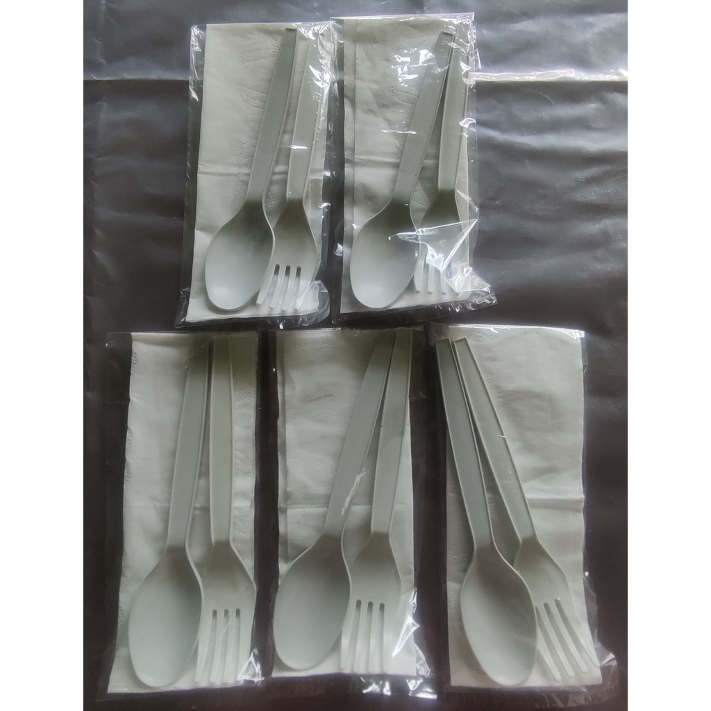 Plastic Spoon and Fork with Tissue Set Per Dozen | Shopee Philippines