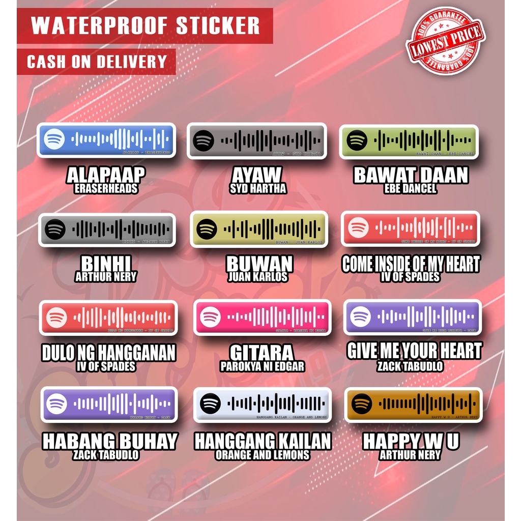 Spotify OPM Song Codes Sticker | Arthur Nery, Zack Tabudlo, Adie, Ben ...