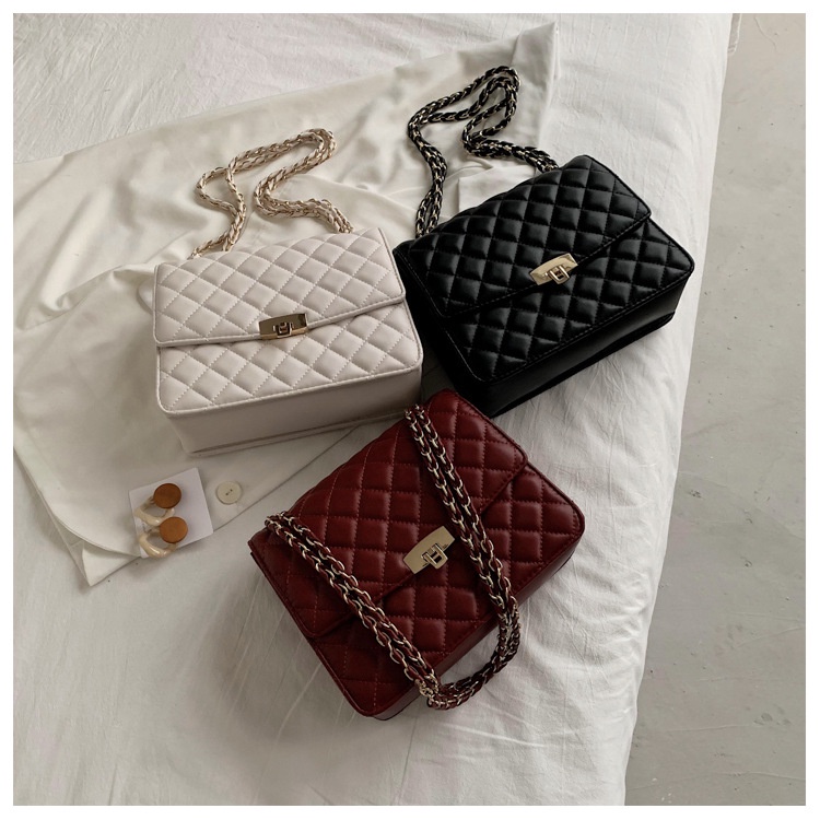 Shoulder Bag Korean Ladies Messenger Bag Small Square Bag Metal Chain ...