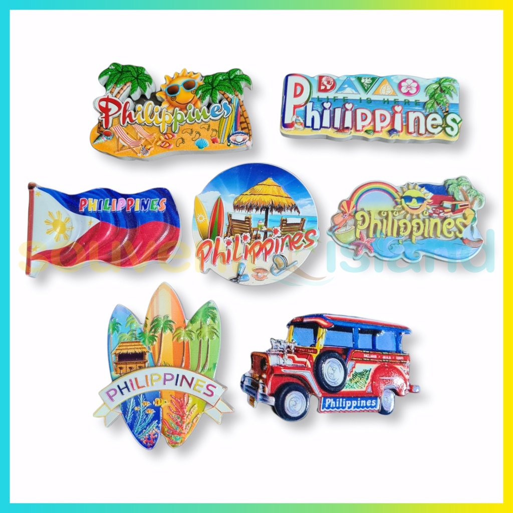 Printed Ceramic Refrigerator Ref Magnet Summer Beach Jeepney Surfboard ...