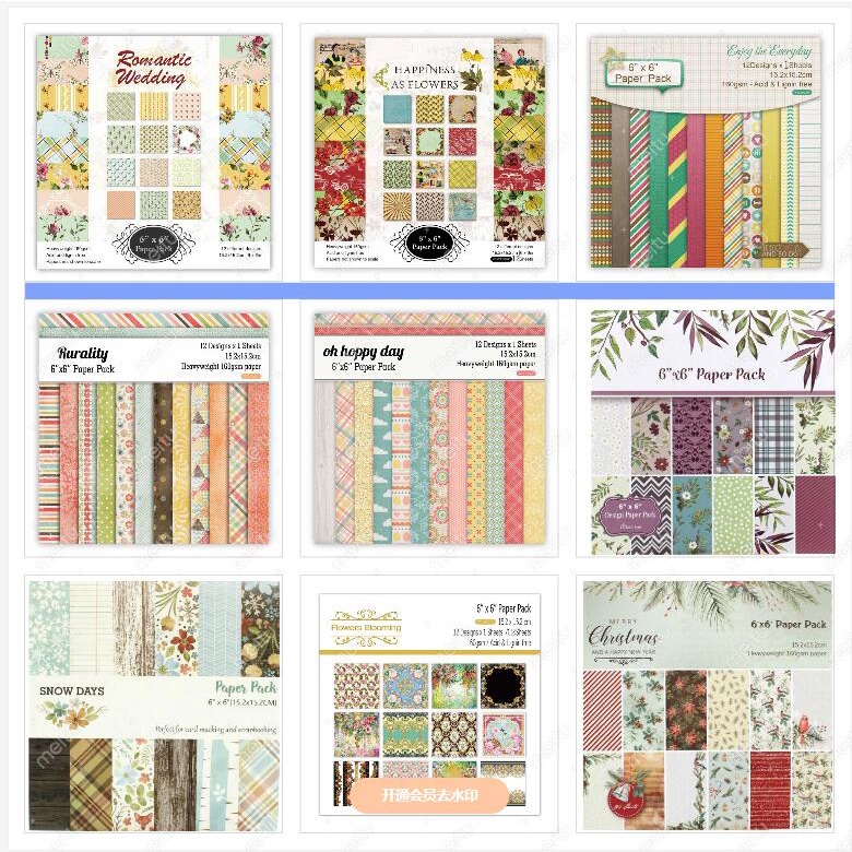 Paper Pack 6"x6" Flower/snowflake/flowers/ texture 12 sheet Art ...