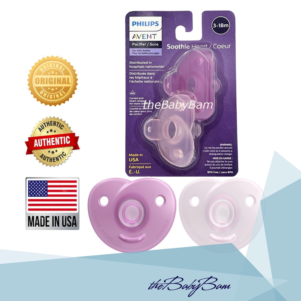 Philips Avent Soothie Heart Pacifier for 3-18mos ( 2pcs/pack ) Light ...